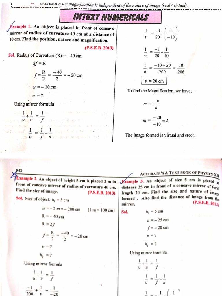 12 Science Numericals | PDF