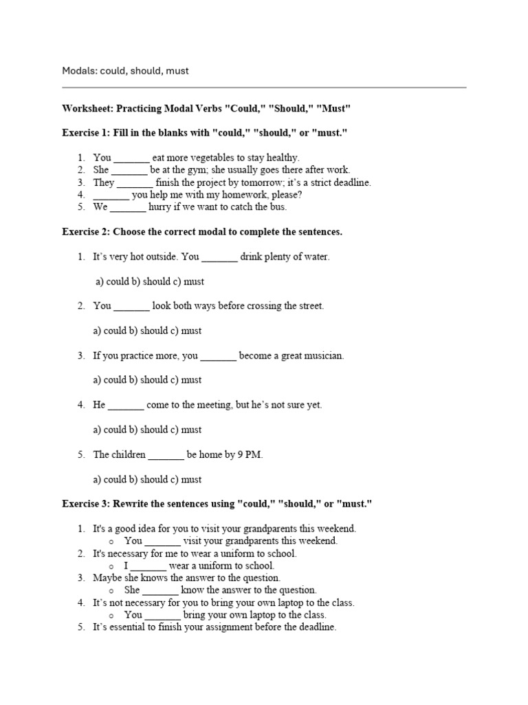 Could Should Must | PDF