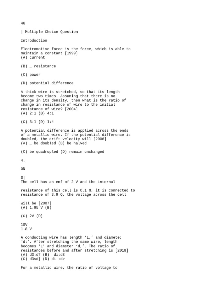 Electrical Resistance and Circuit Analysis Questions | PDF ...