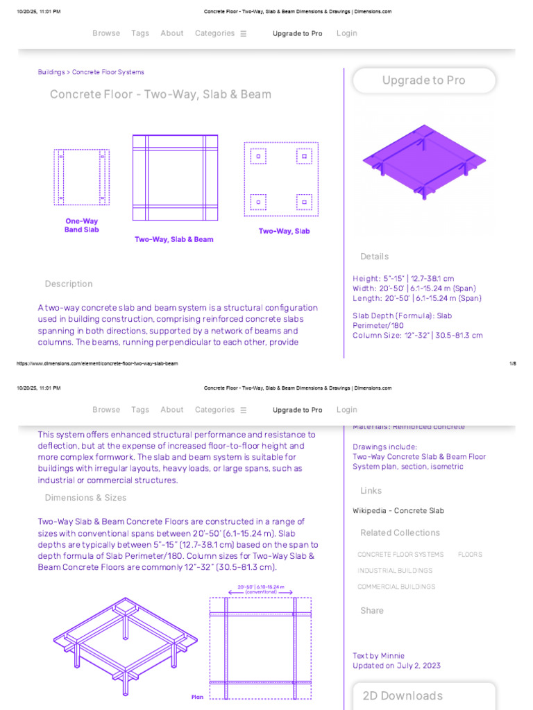 Two-Way Concrete Slab & Beam Dimensions | PDF | Beam (Structure) | Concrete