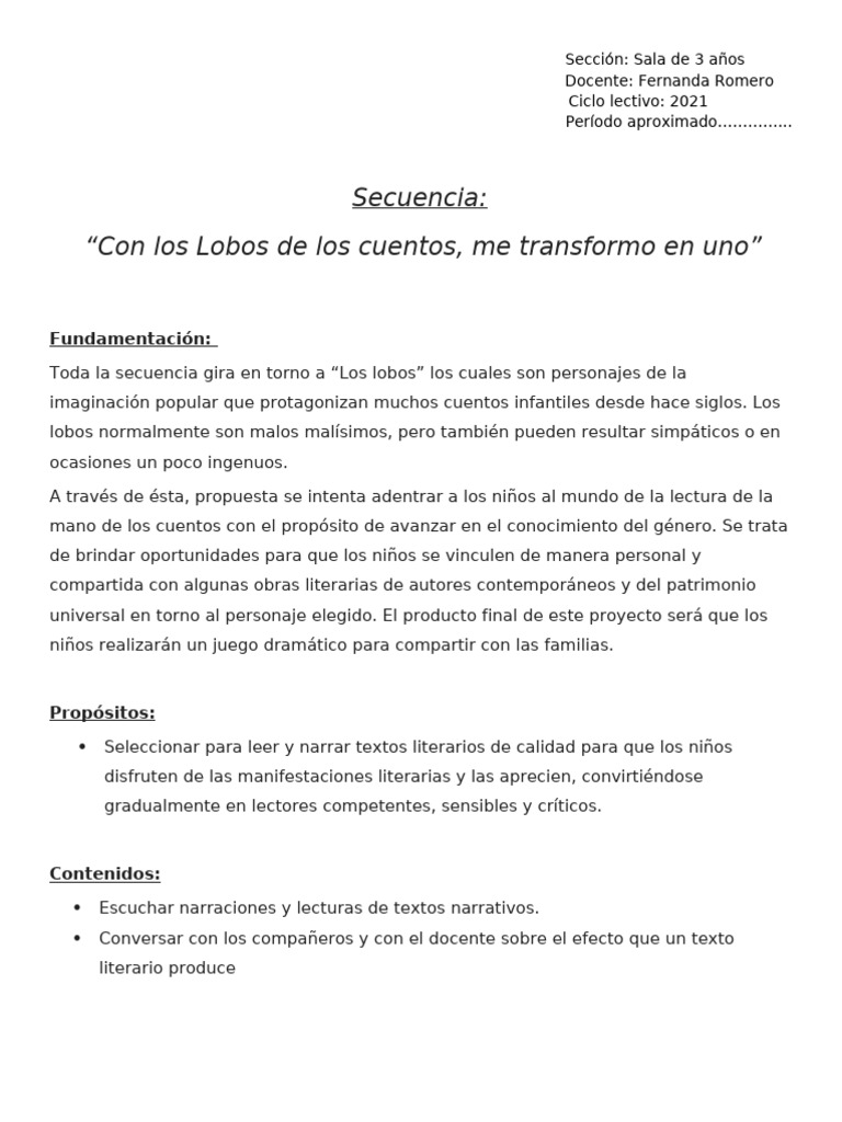 Con Los Lobos de Los Cuentos, Me Transformo en Uno | PDF
