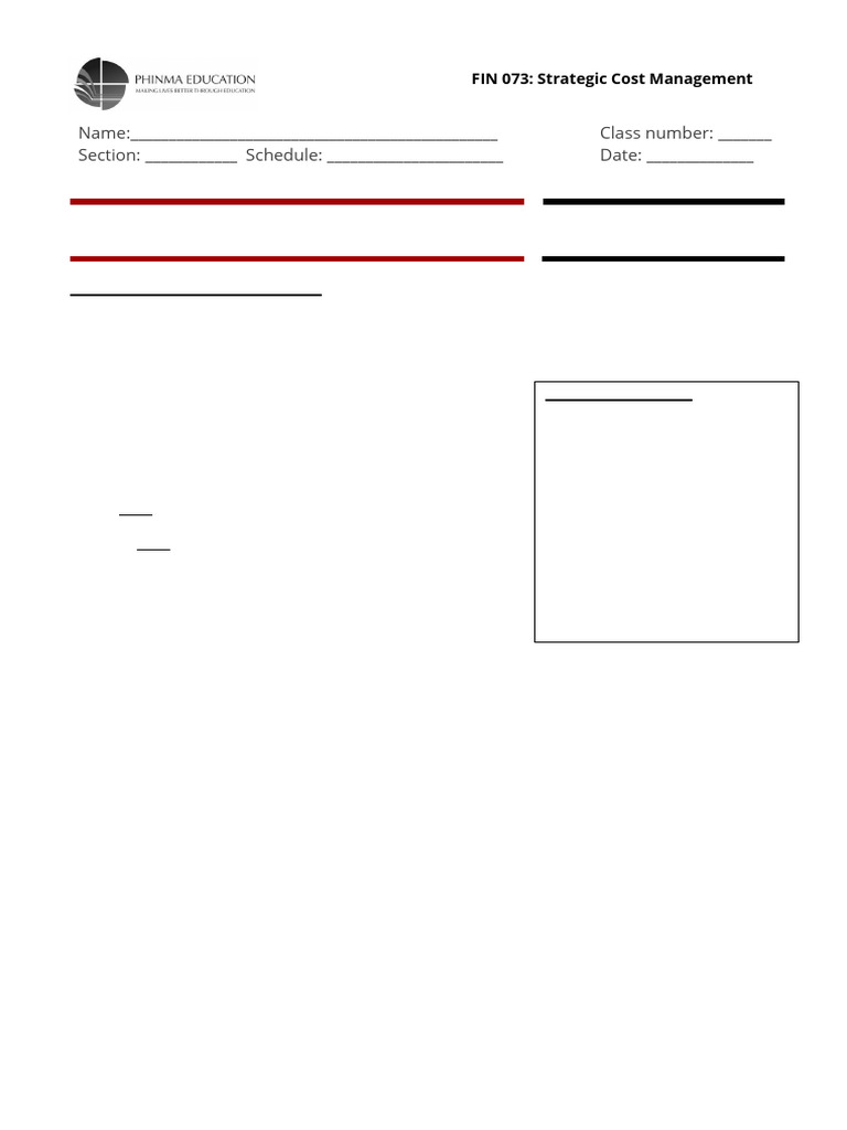 FIN 073 Second Periodic Exam Guide | PDF | Cost Accounting | Labour ...