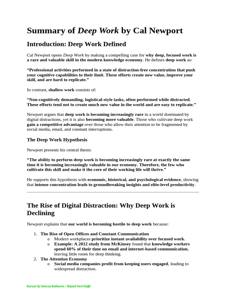 Deep Work | PDF | Flow (Psychology) | Intelligence (AI) & Semantics