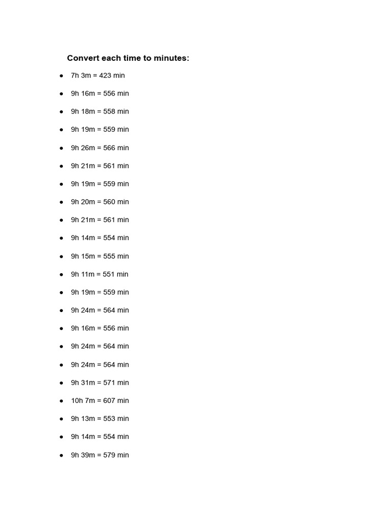 Time Conversion: Minutes to Hours | PDF