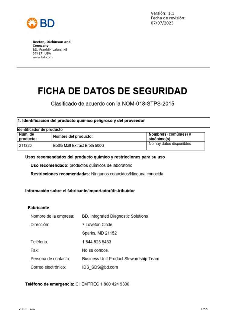 HDS Bottle Malt Extract Broth BD 2023 | PDF | Agua