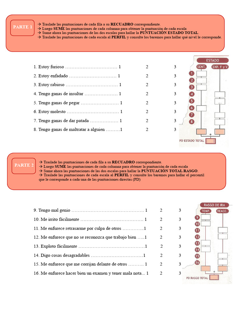 Test STAXI-NA de Evaluación Emocional | PDF