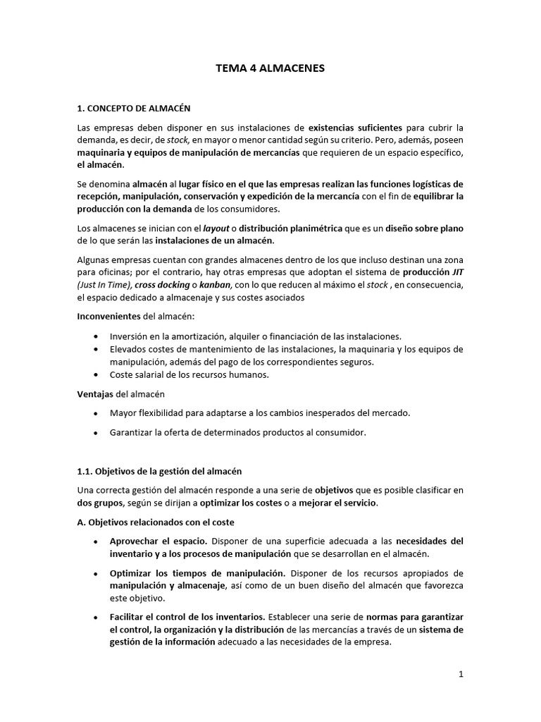 Gestión y Diseño de Almacenes Eficientes | PDF | Almacén | Lean ...