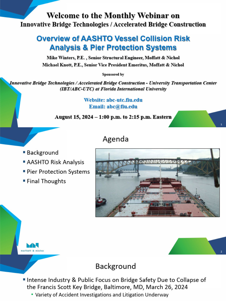 AASHTO Vessel Collision Risk Analysis Webinar | PDF | Ships | Bridge
