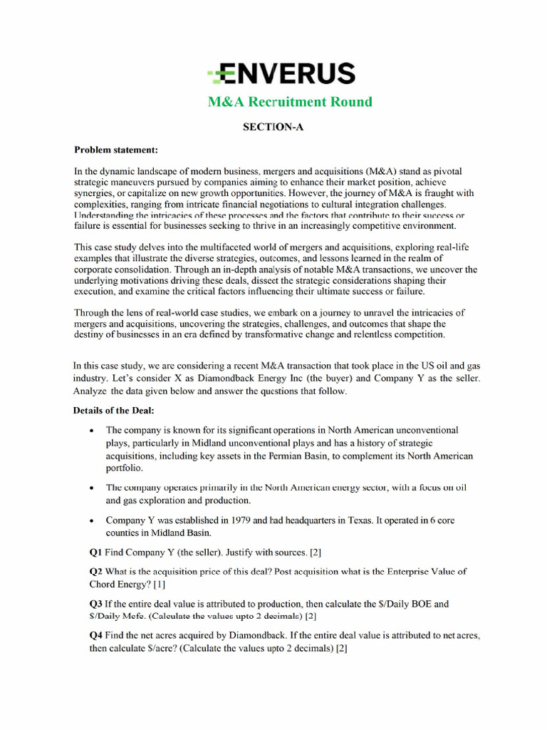 M&a Case Study B2 1 | PDF