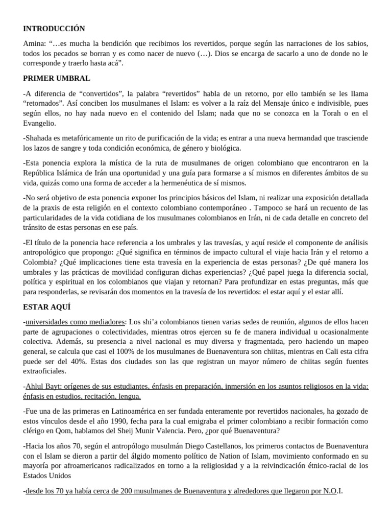 Umbrales - Resumen de Ponencia | PDF | Islam chiita | Ahl Al Bayt