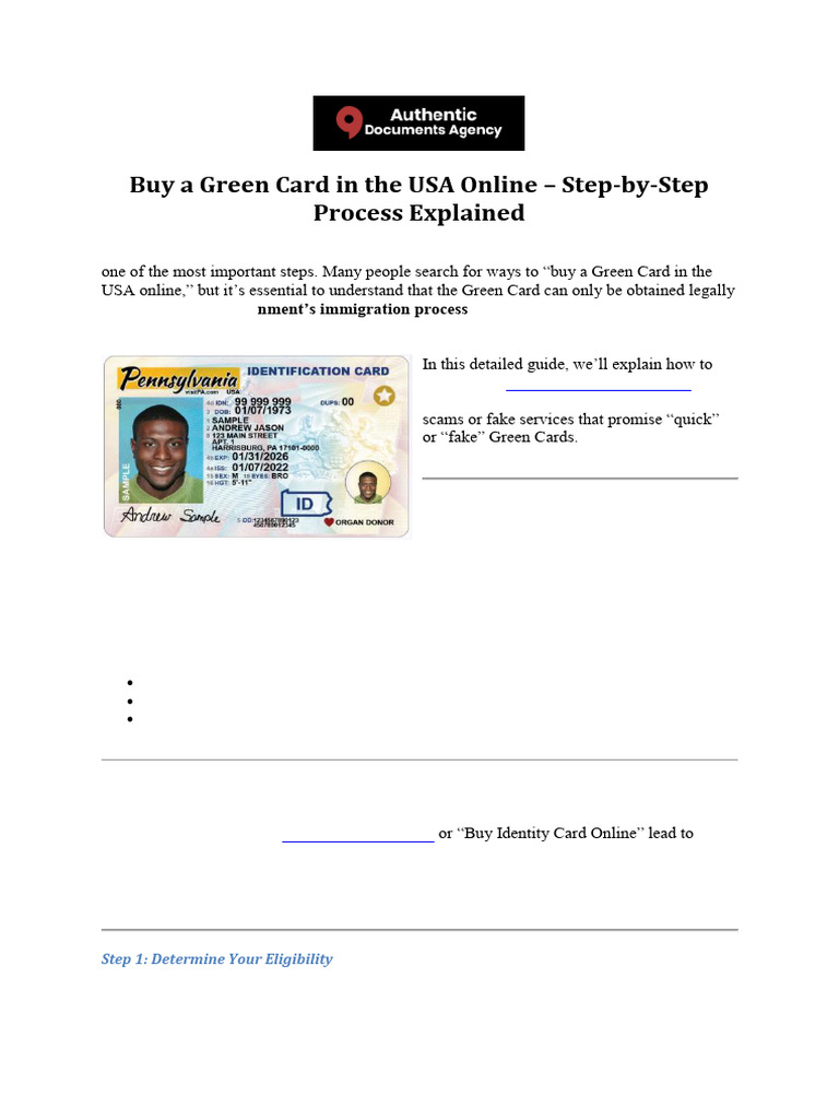 Buy A Green Card in The USA Online - Step-By-Step Process Explained ...