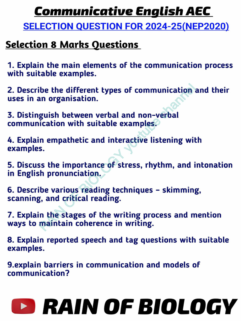 Communicative English AEC SELECTION Question | PDF