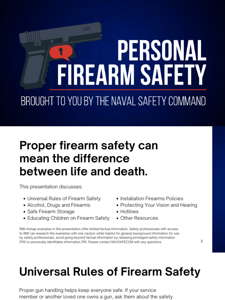 Firearm Safety Awareness Presentation | PDF | Firearms | Projectile Weapons