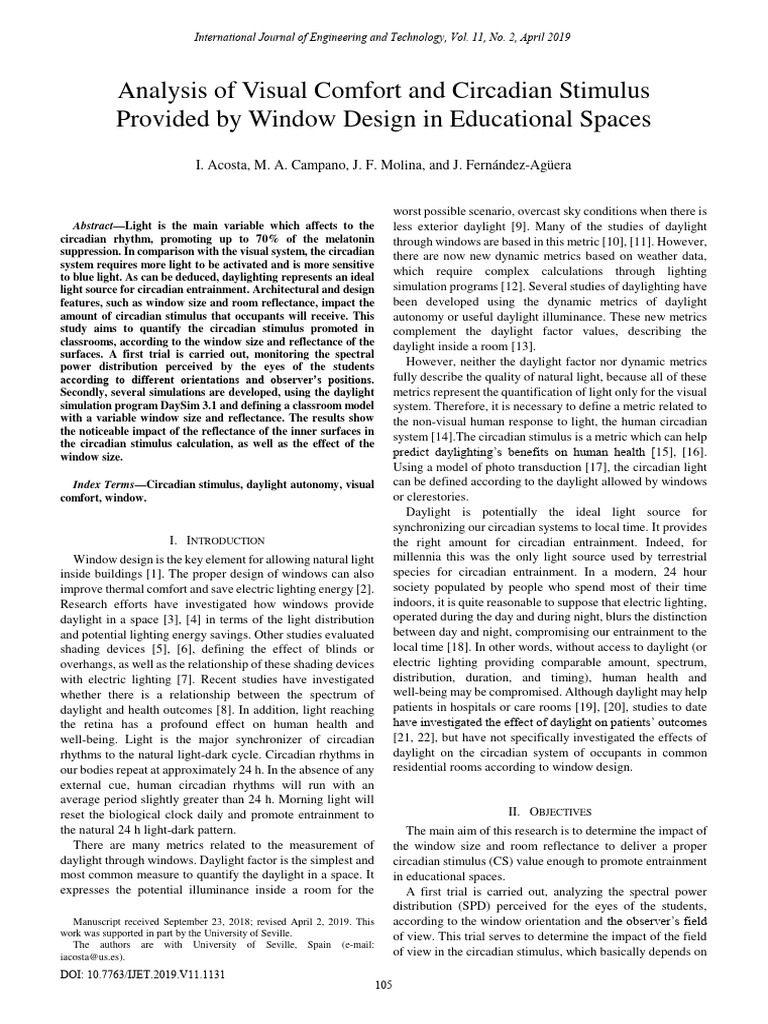 Analysis of Visual Comfort and Circadian | PDF | Lighting | Circadian ...