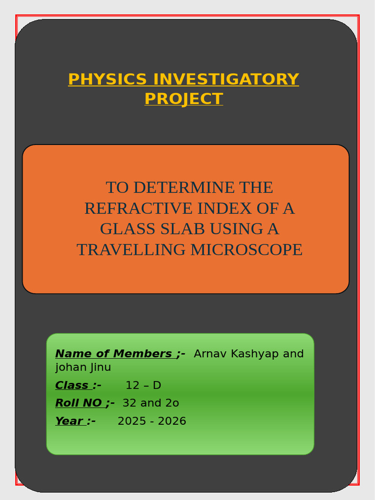 Refractive Index of Glass Slab Experiment | PDF | Refraction ...
