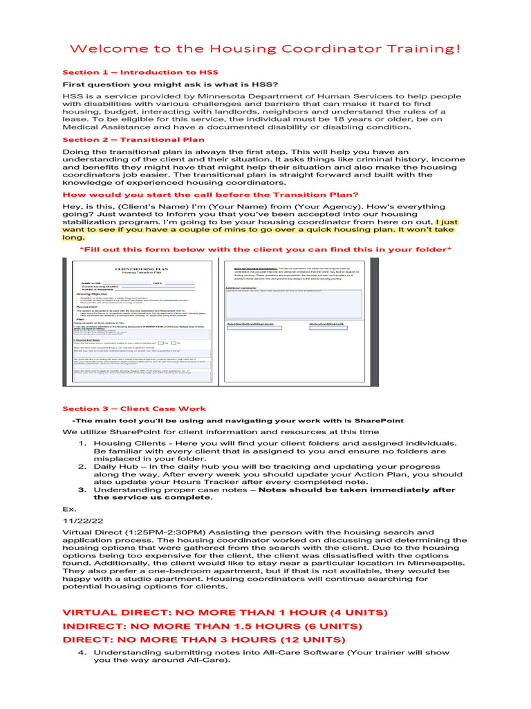 Housing Coordinator Training Guide | PDF | Social Security Disability ...
