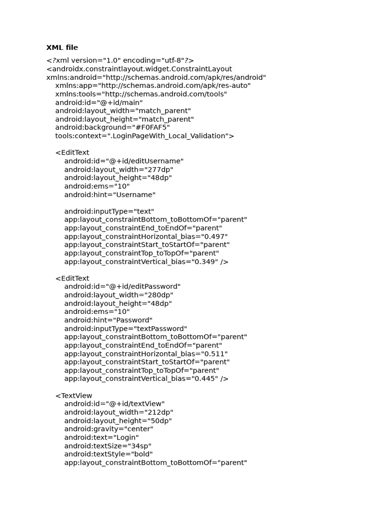 Android Login Page with Validation | PDF | Android (Operating System ...