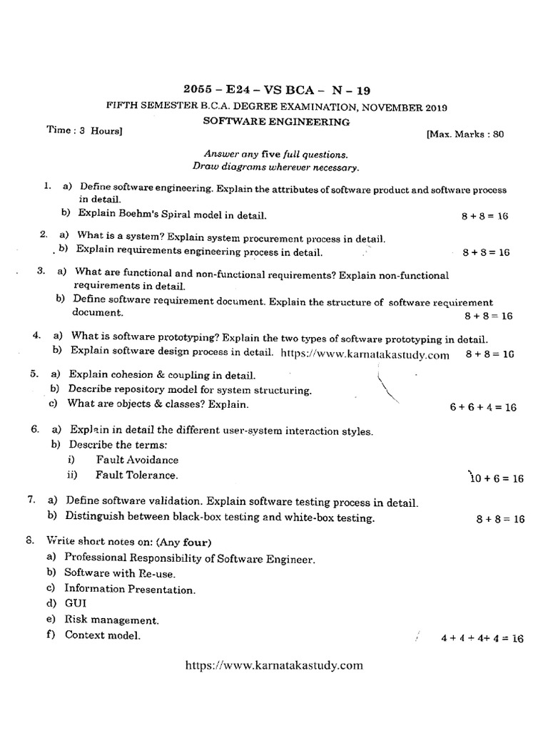 Bca 5 Sem Software Engineering 2055 Nov 2019 | PDF