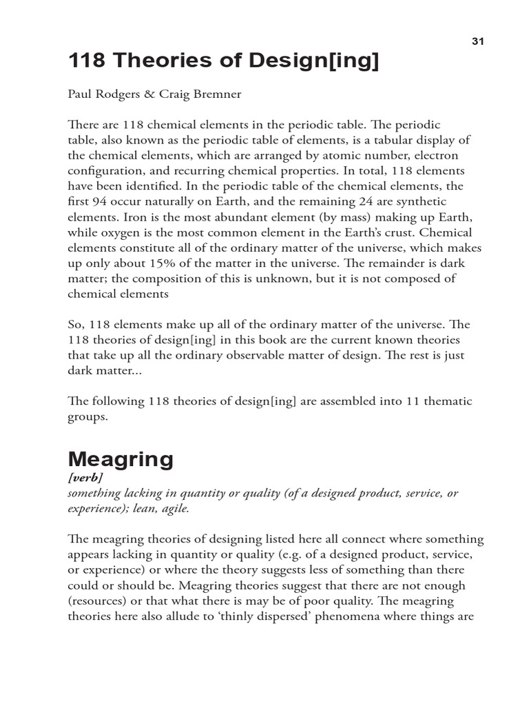 118 Theories of Designing Explained | PDF | Chemical Elements | Matter