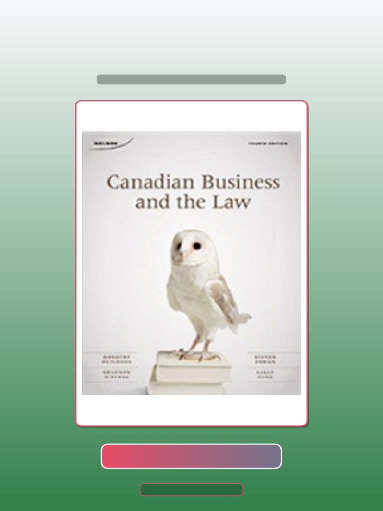 Canadian Business and The Law 4th Edition Duplessis Get It Now | PDF ...