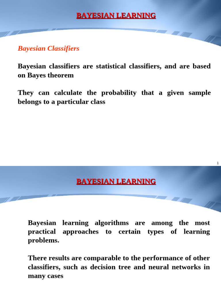 Lecture 04 - Bayesian Learning | PDF | Bayesian Inference | Statistical Classification