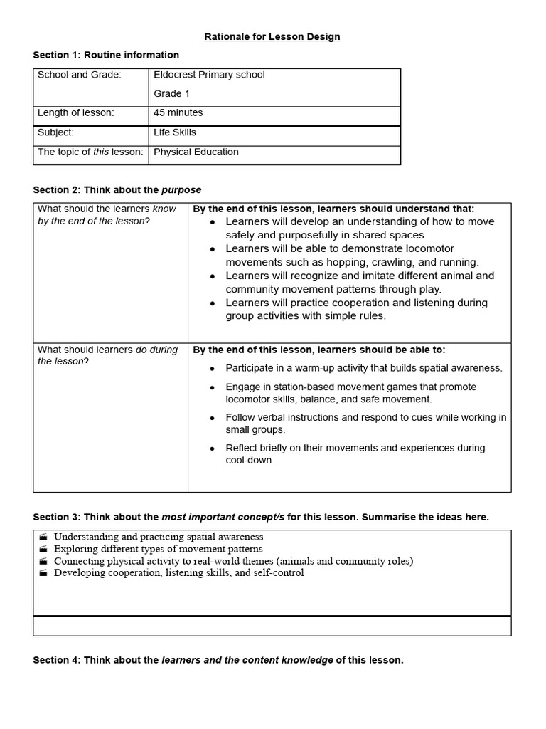 PE Lesson.docx | PDF | Learning | Reading Comprehension