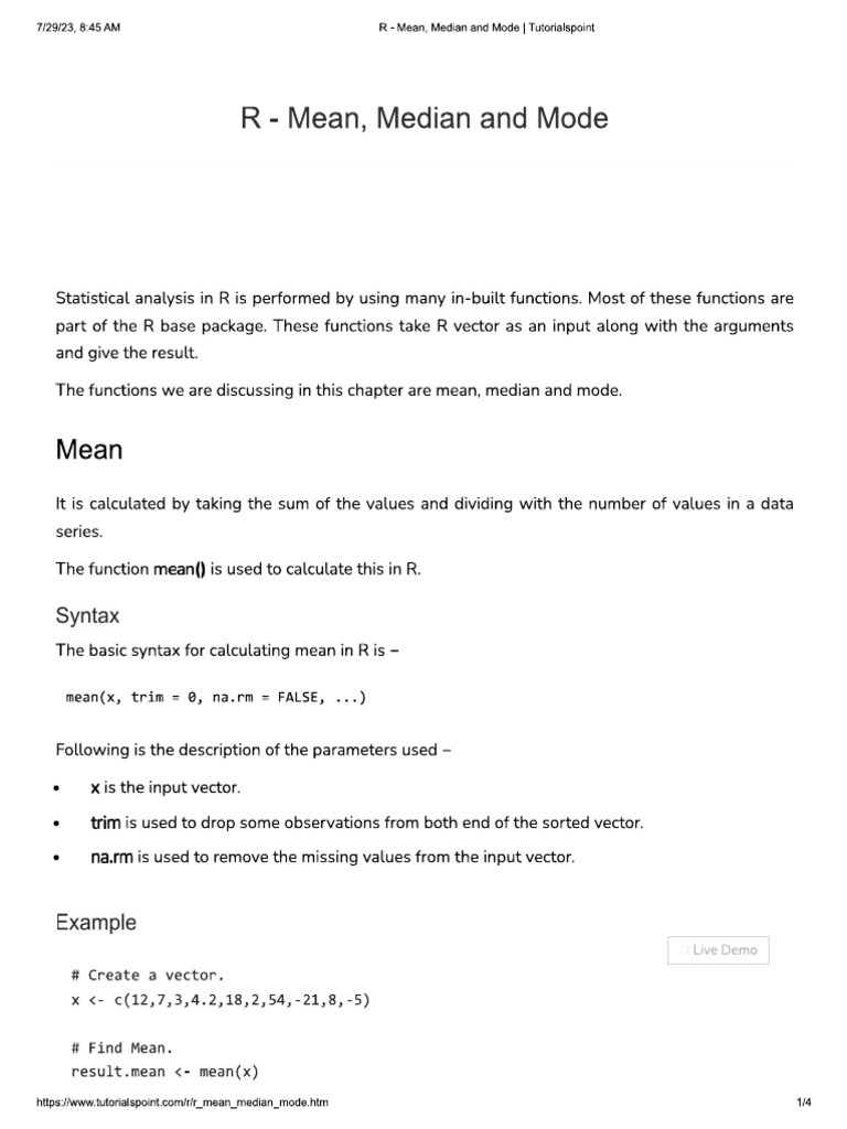 Mean, Median, Mode | PDF