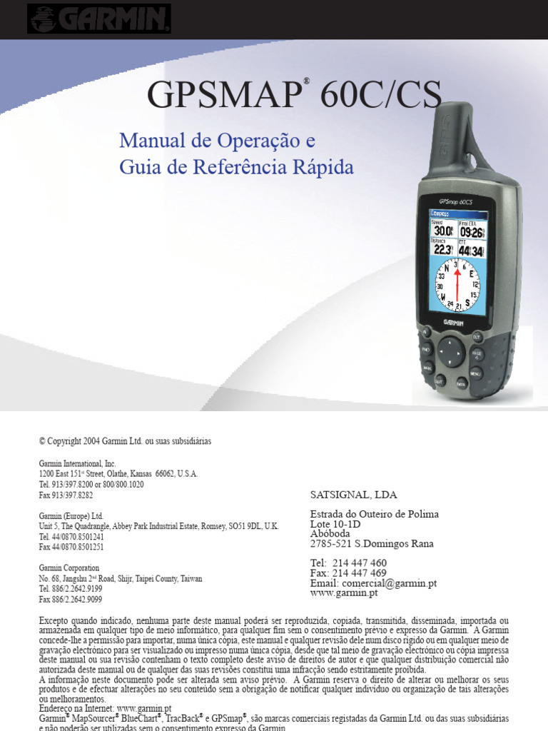 Manual do GPSmap 60C/CS: Operação e Uso | PDF | Mapa | Airbag