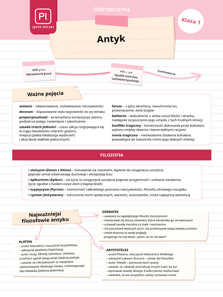 Antyk J Zyk Polski Notatka | PDF