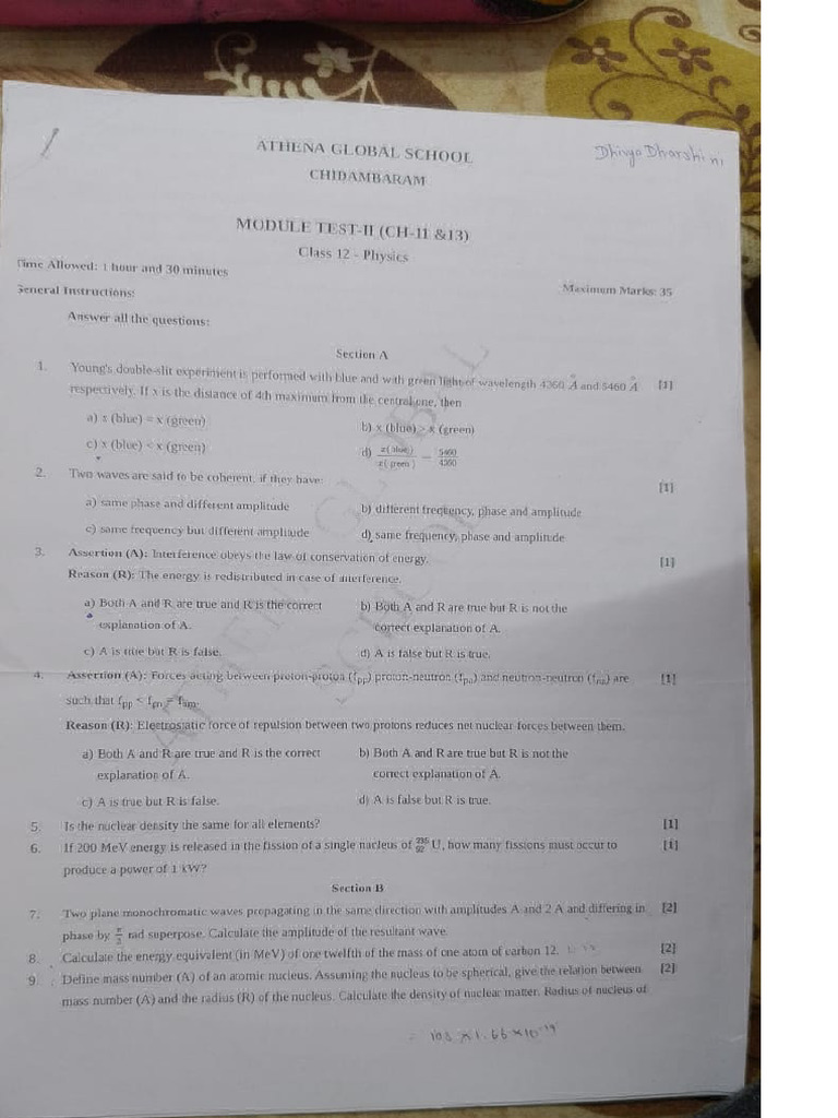 Physics Module Test II | PDF