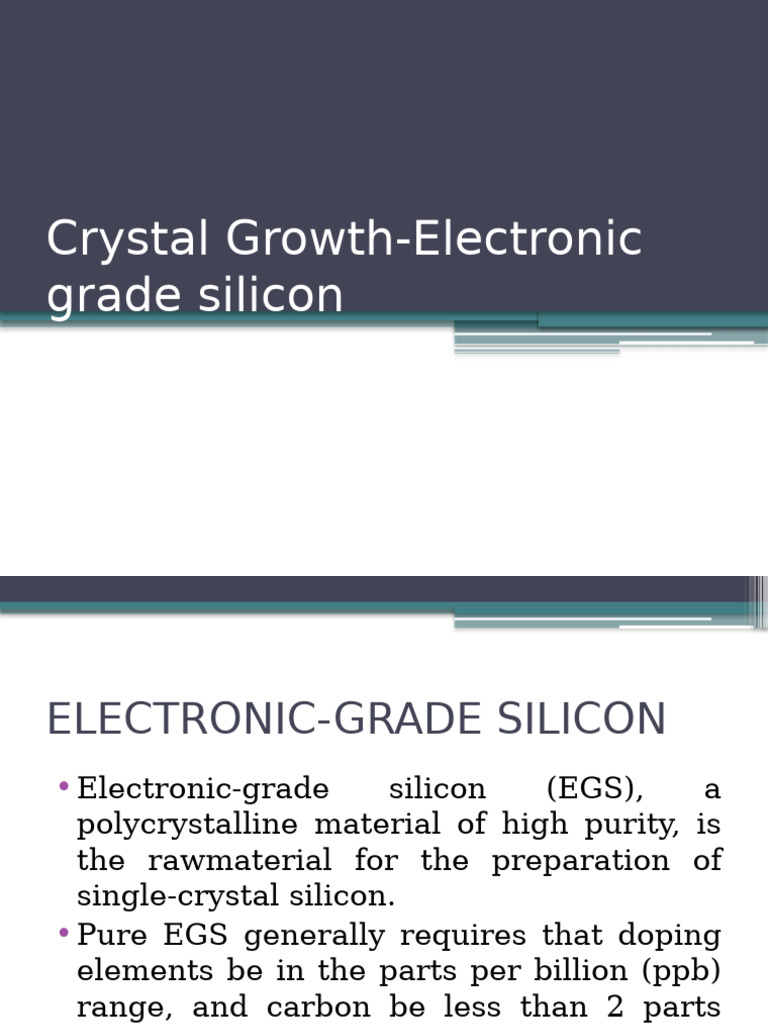 Crystal Growth-Electronic Grade Silicon | PDF | Silicon | Silicon Dioxide