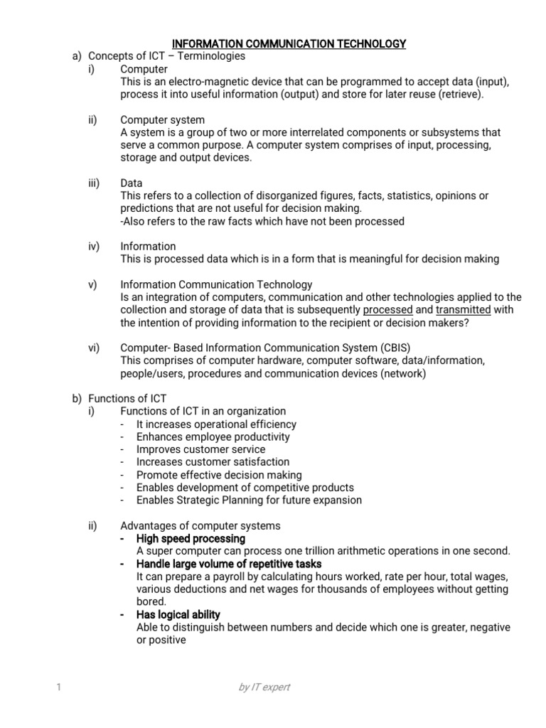 ICT Notes The Best | PDF