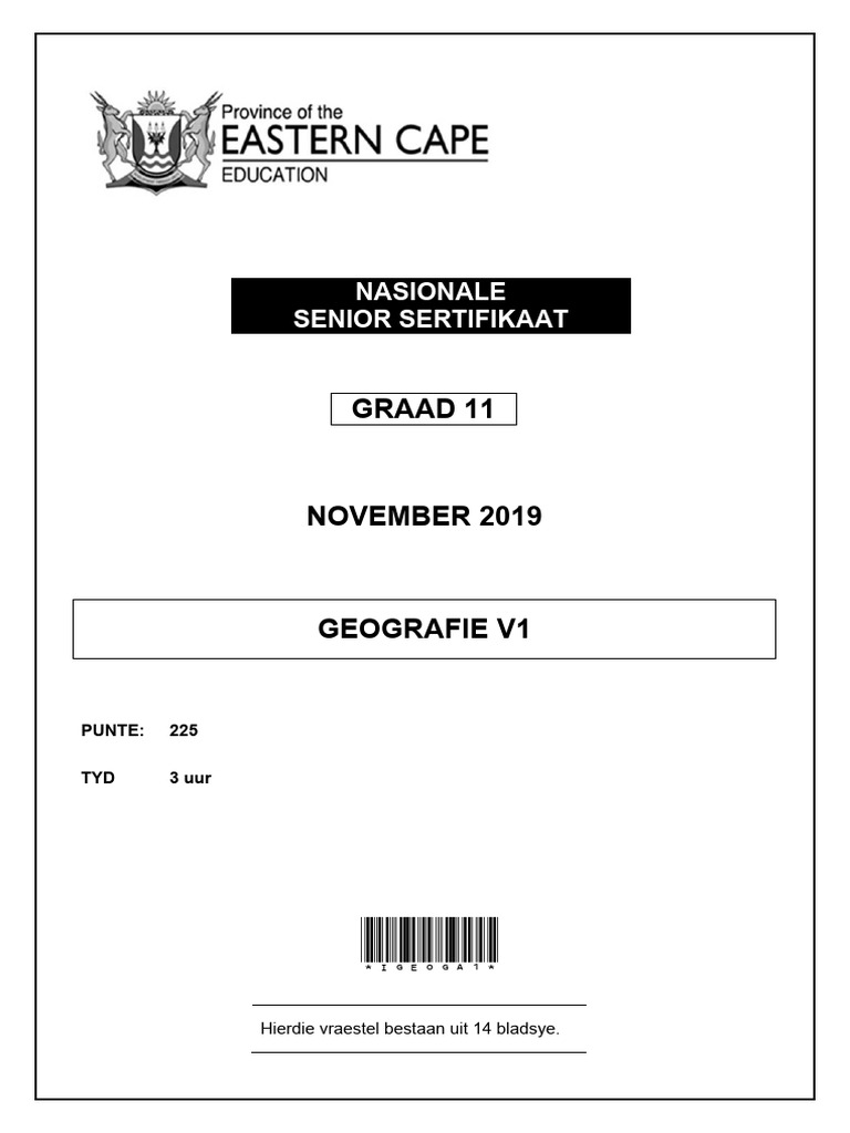 Geography p1 Gr11 QP Nov2019 - Afr D | PDF