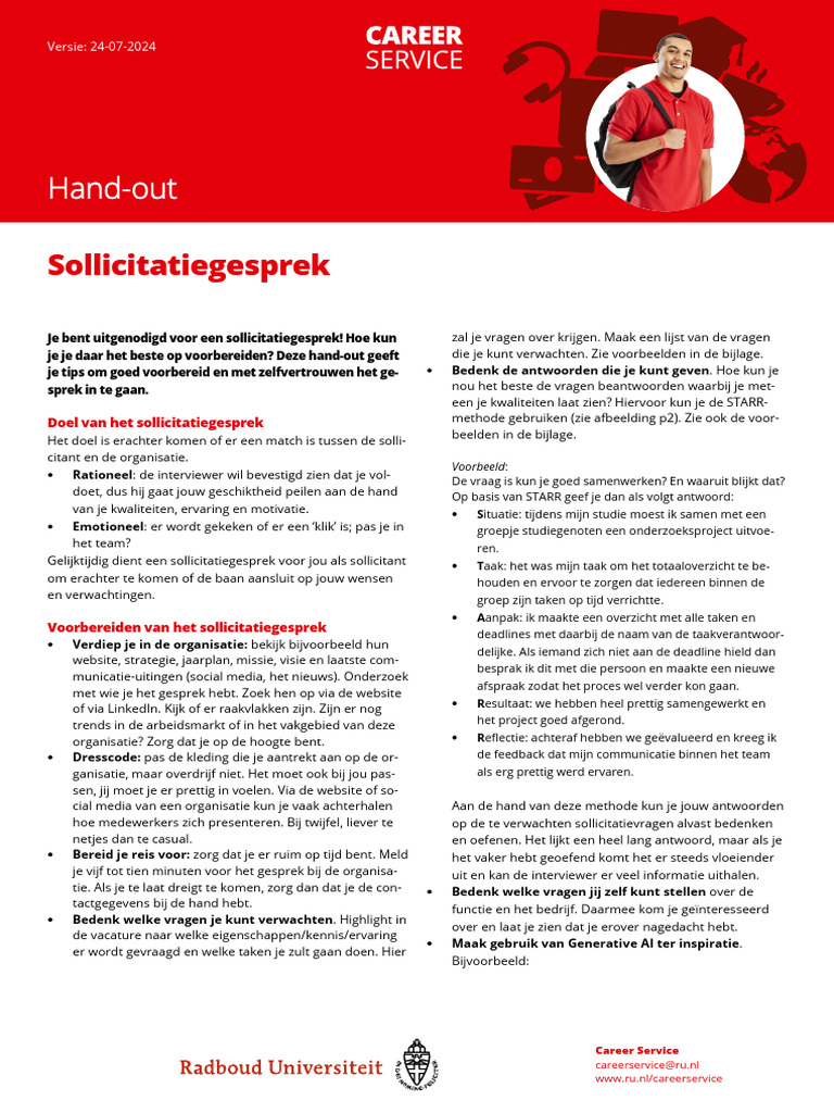 Hand-out Sollicitatiegesprek 0 | PDF