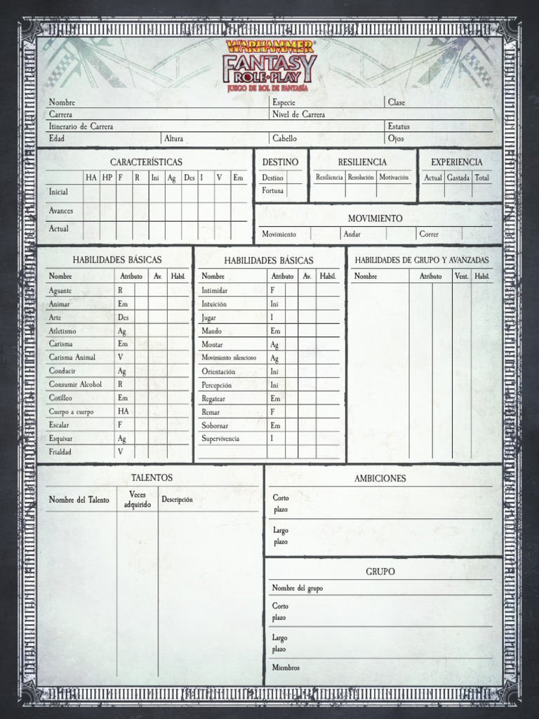 Perfil de Personaje RPG Detallado | PDF