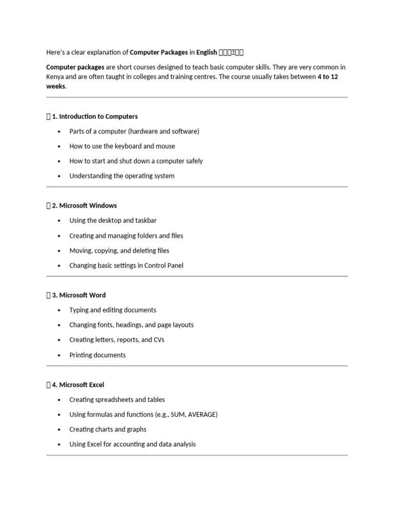 Essential Computer Packages Overview | PDF