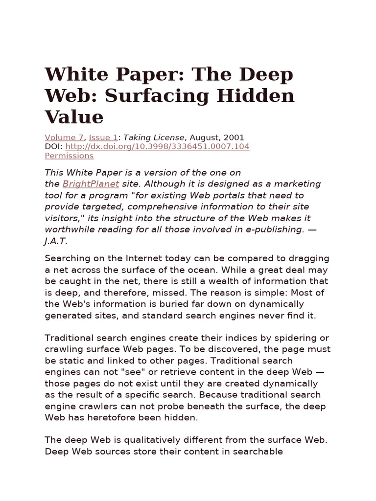 Deep Web | PDF | World Wide Web | Internet & Web