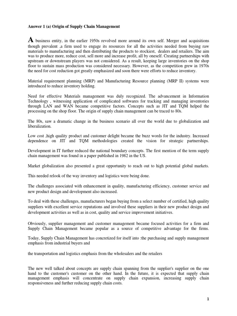 Assignment Supply Chain Management | PDF | Supply Chain Management | Supply Chain