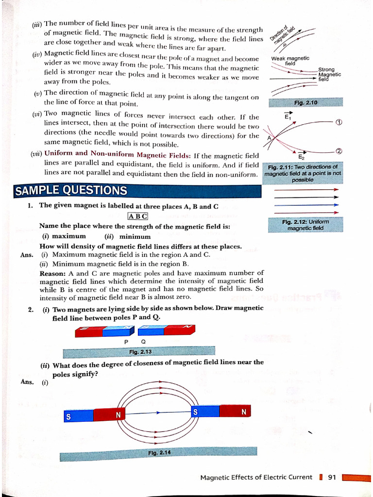 Practice Questions Magnetic Effects of Electric Current | PDF