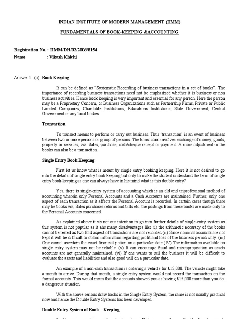 Assignment Fundamentals of Book - Keeping & Accounting | PDF | Debits ...