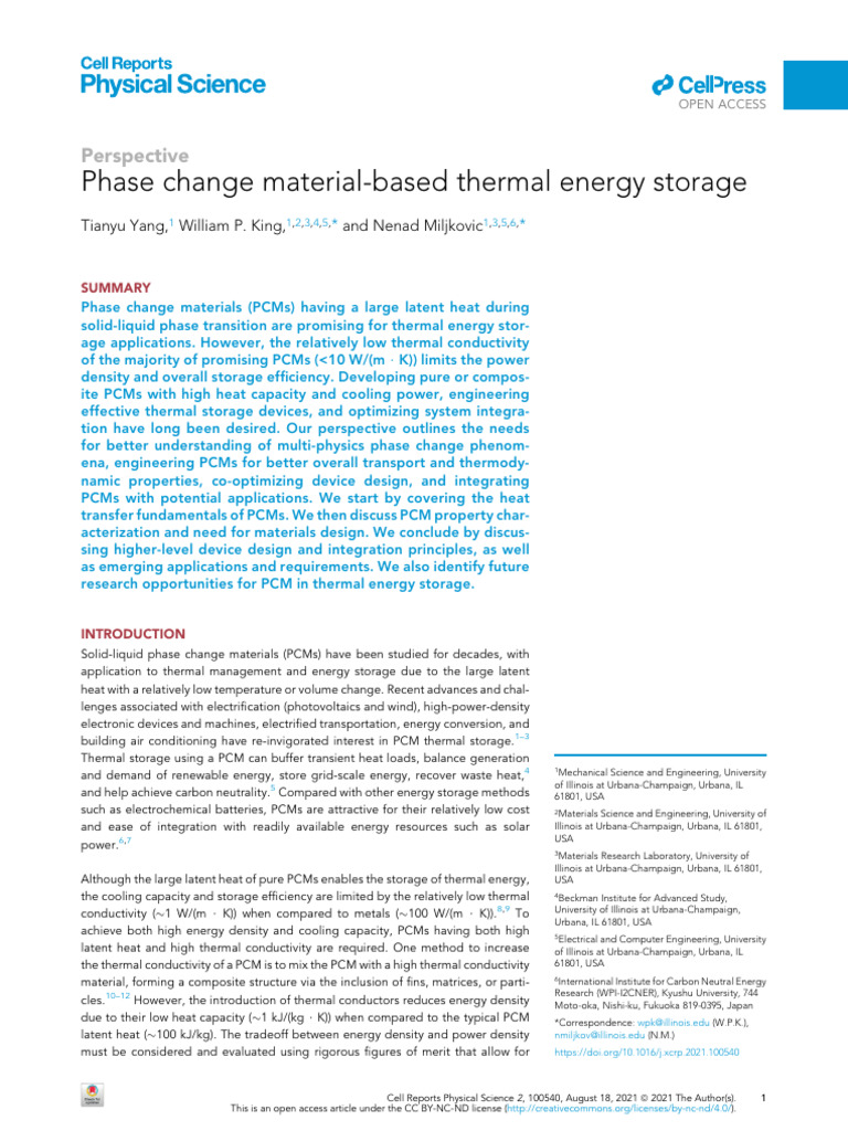 PCM Thermal Energy Storage Insights | PDF | Heat | Melting