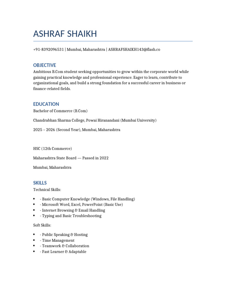 Ashraf Shaikh CV | PDF