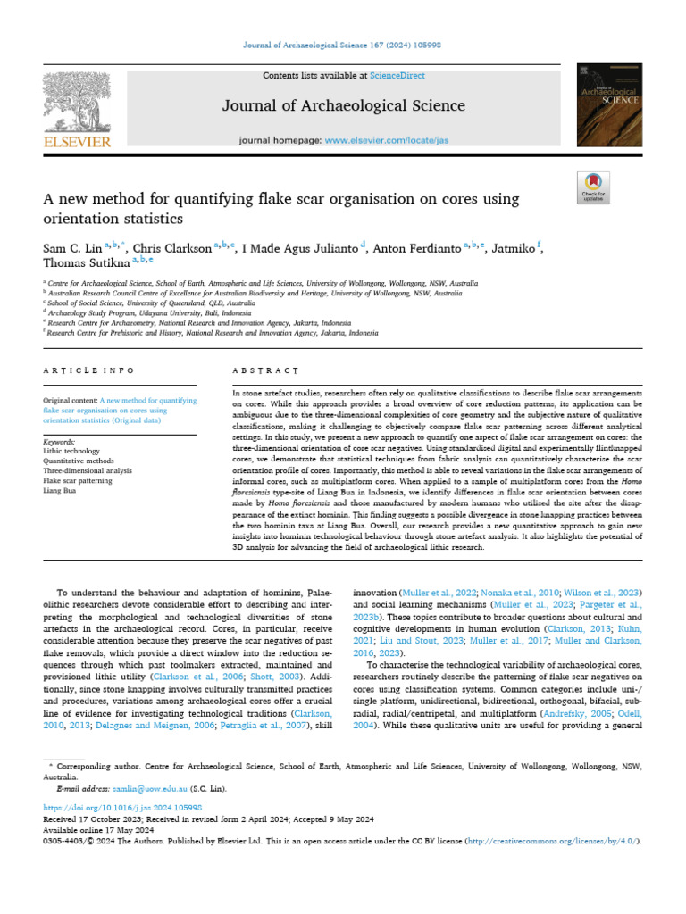 A New Method For Quantifying Flake Scar Organisation On Cores Using ...