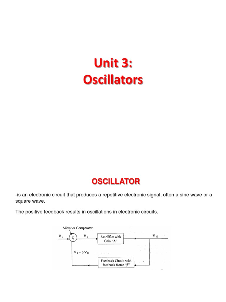 Unit 3 Oscillators | PDF | Electronic Oscillator | Amplifier