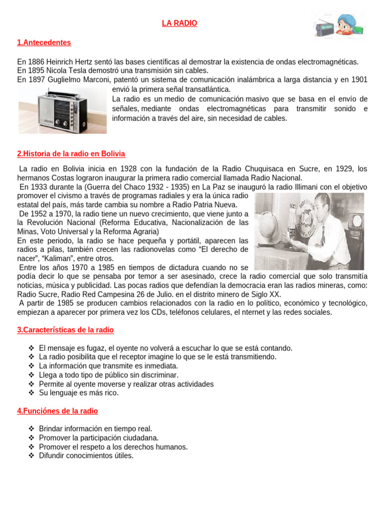 Historia y funciones de la radio en Bolivia | PDF | Tecnología de ...