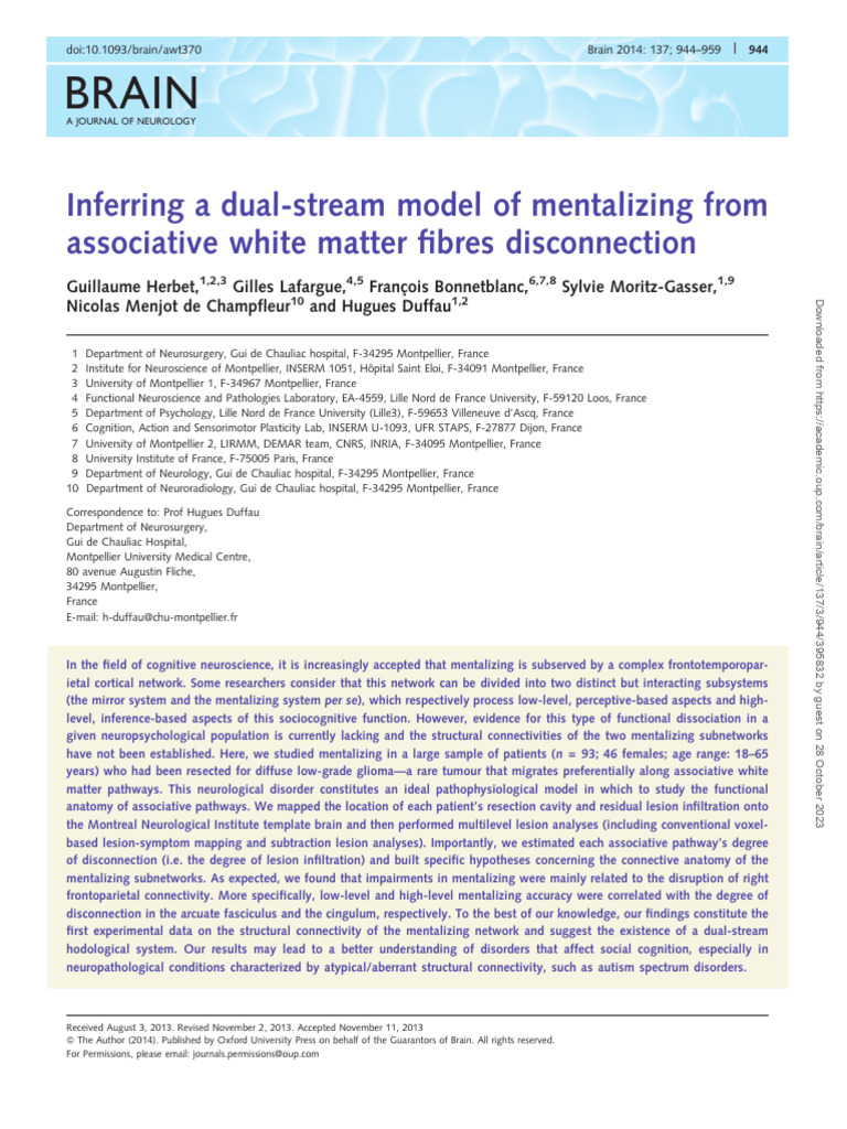 Inferring A Dual-Stream Model of Mentalizing From Associative White ...