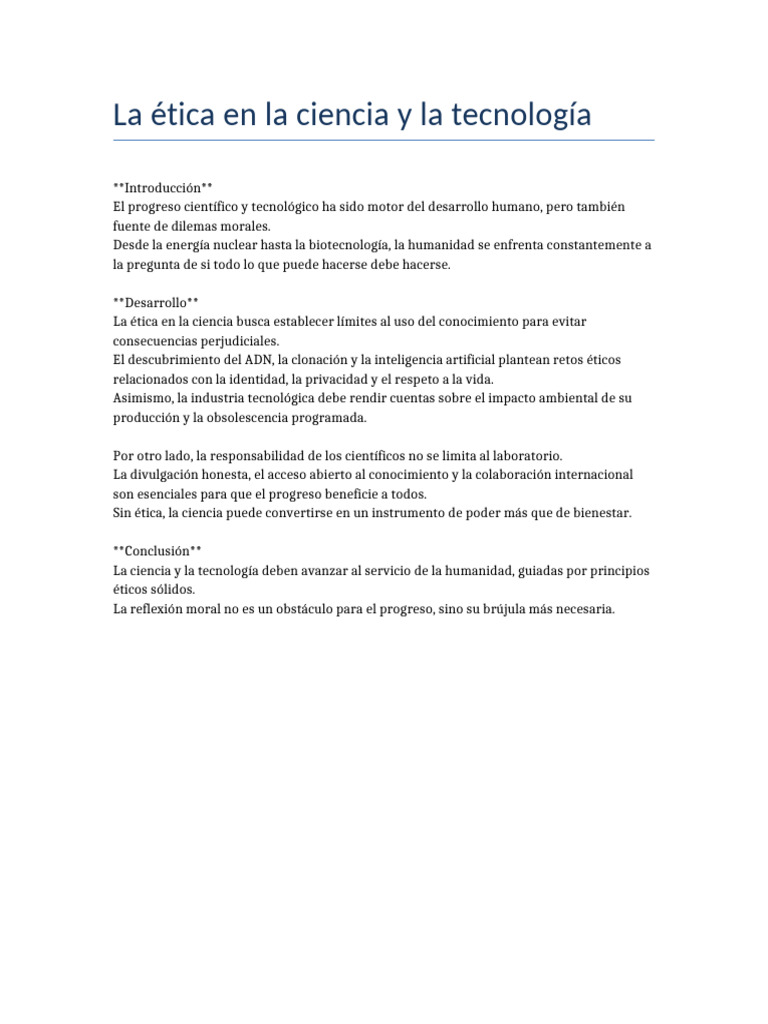 La Ética en La Ciencia y La Tecnología | PDF