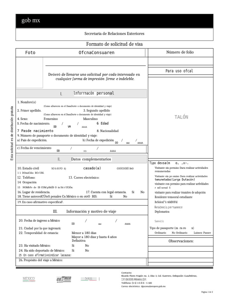 Formato de Solicitud de Visa México | PDF | Gobierno y personalidad