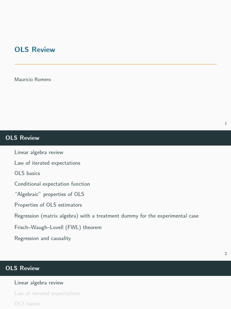 OLS and Linear Algebra Fundamentals | PDF | Ordinary Least Squares ...