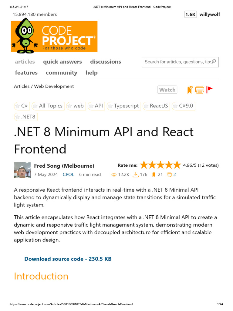 NET 8 Minimum API and React Frontend - CodeProject | PDF | Web ...